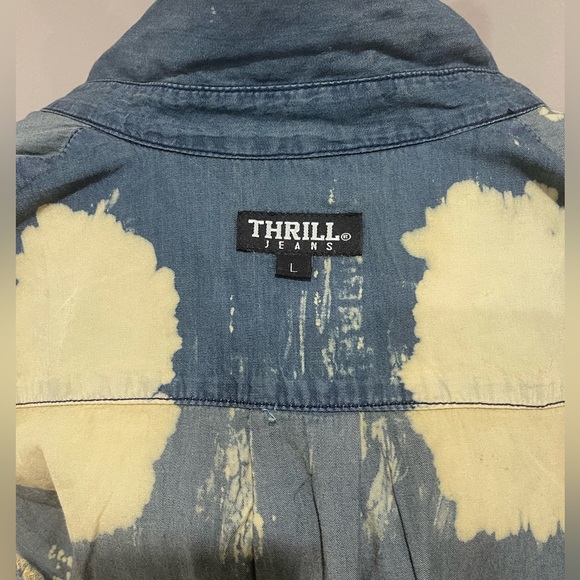 Thrill | Tops | Thrill Jeans Womens Distressed Fringe Faux Denim Shirt ...